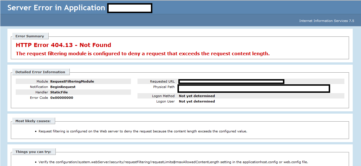 Fraz Sundal Request Filtering Module Is Configured To Deny A Request That Exceeds The Request