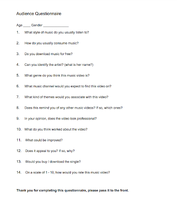 George Music Video Blog: Audience Screening Preparation