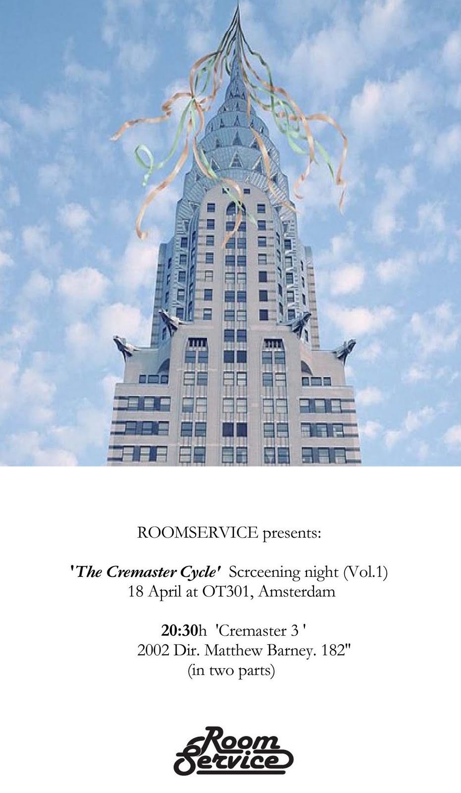 RoomService: 'The Cremaster Cycle' screening night (Vol.1)