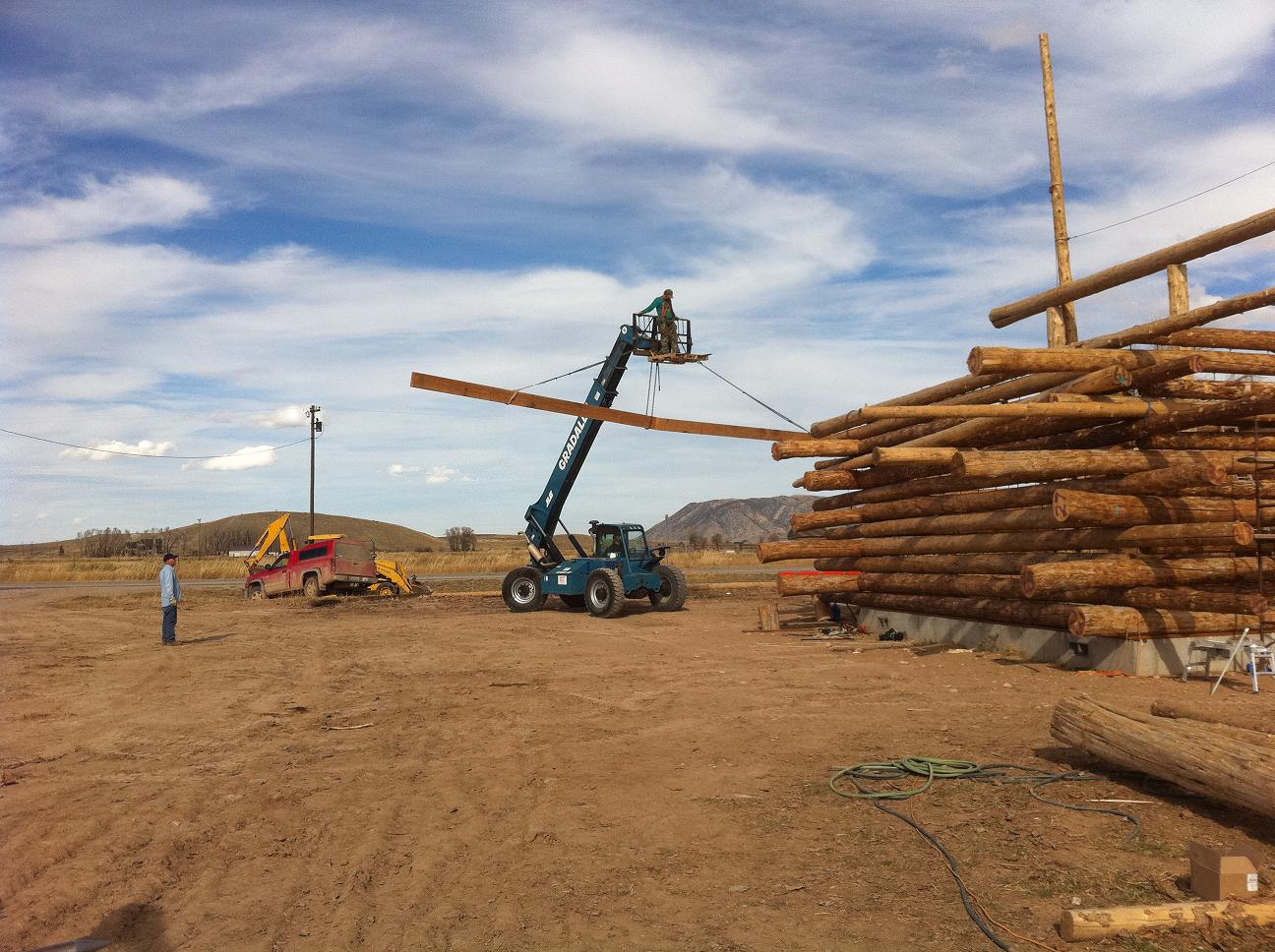 Our Log Home Journey: Setting the Ridge Pole, and rafters
