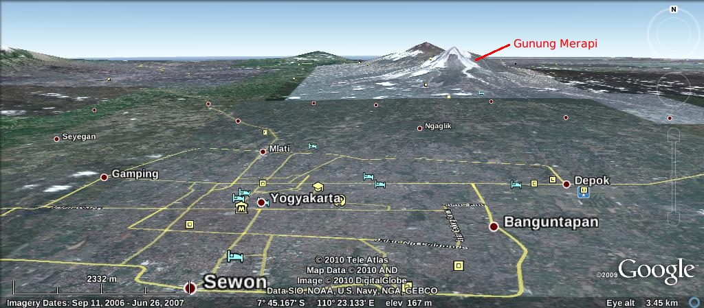 deopenminded: Peta sekitar Gunung Merapi menggunakan Google Earth