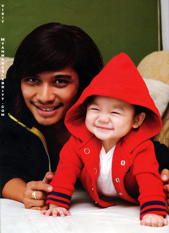 Myanmar Famous Singer, Rzarni and his Lovely Son