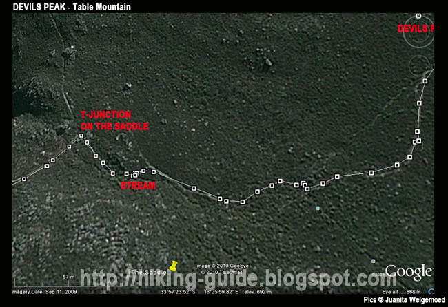 Our Hiking Guide: Devils Peak from Google Earth via my Garmin GPS