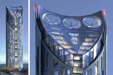 Greenglasswonders: First Glass Skyscraper with Built-In Wind Turbines ...