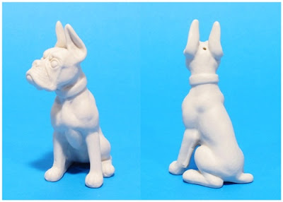 Blue Witch Unpainted Ceramic Figurine: Boxer Crop Ears