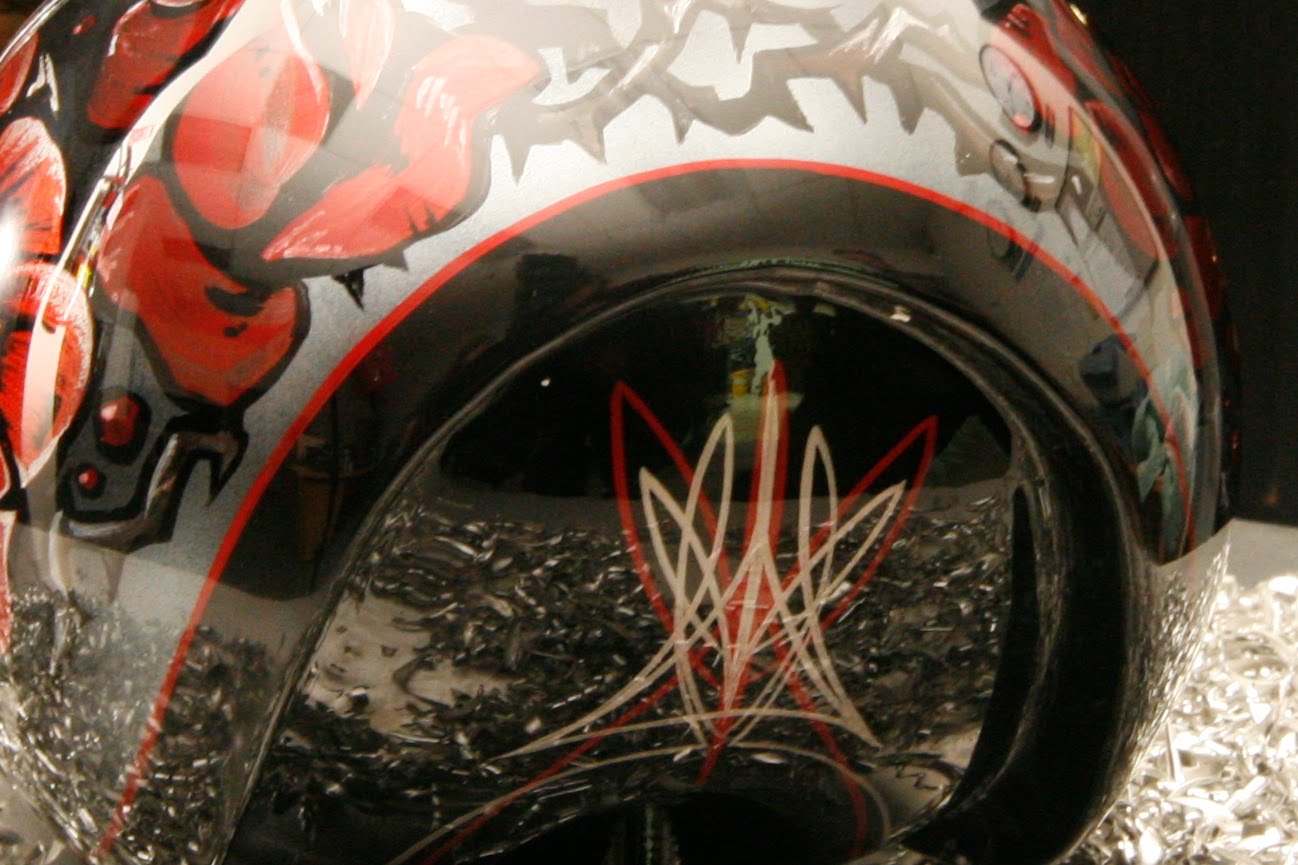 LATISHA WOOD: Custom metal etched Chopper tank for Shane Gatoo Customs NY