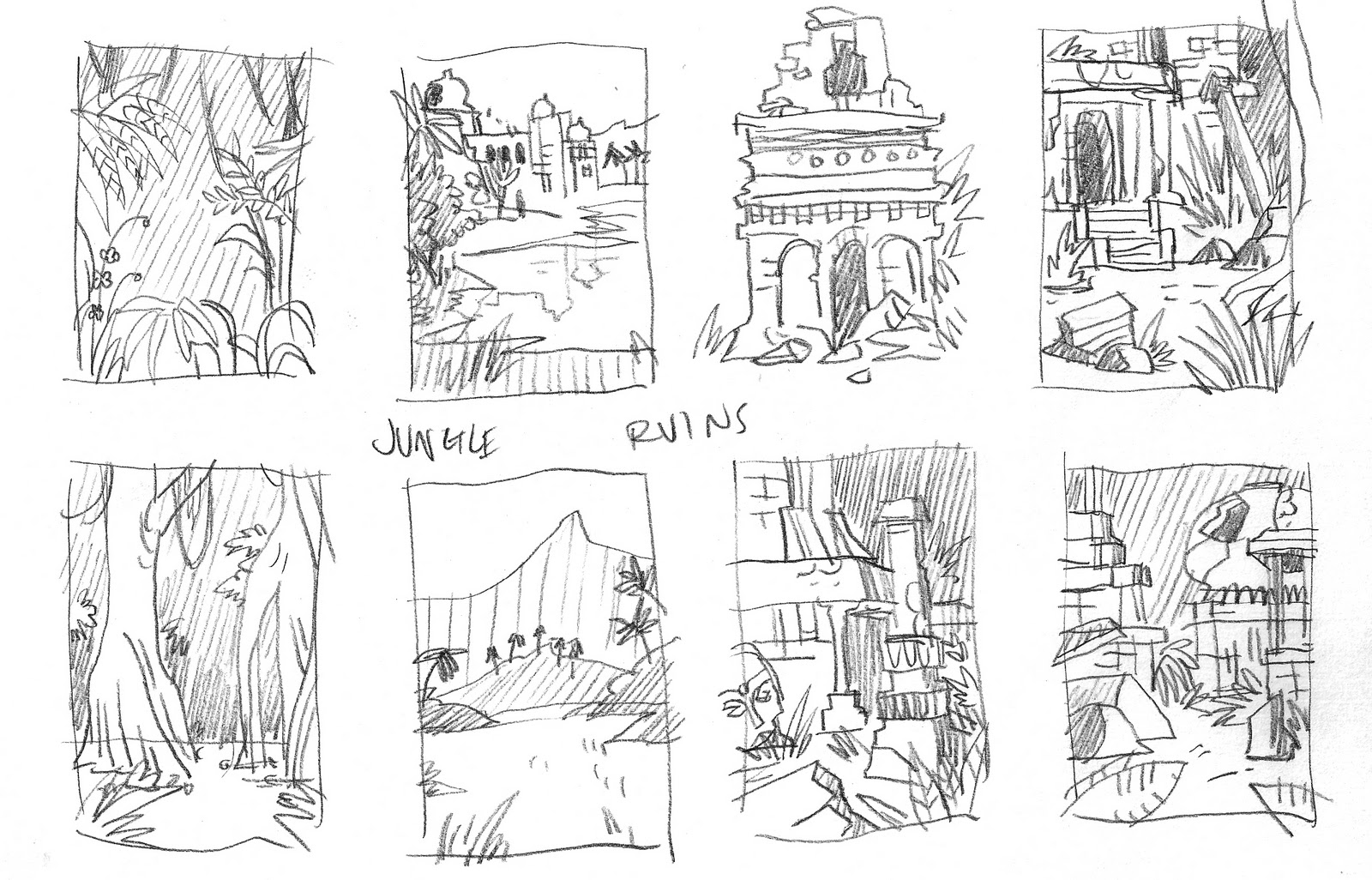 Sketches of M. S. Corley: Jungle Book Environment Concepts