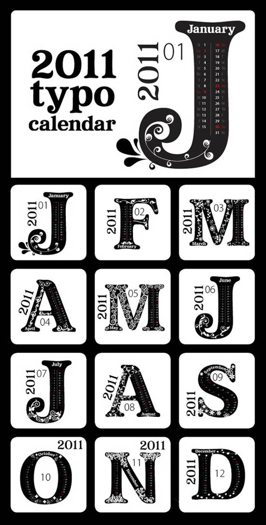 indesignlove: FREE 2011 TYPO CALENDAR