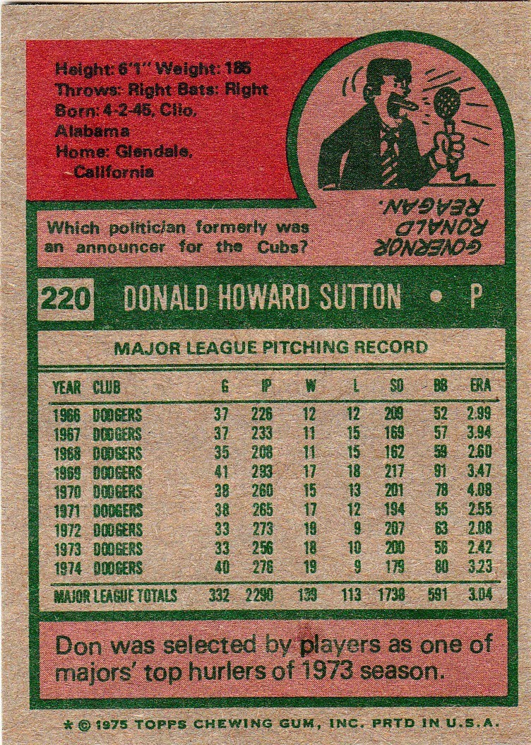 1975 Topps (it's far out, man): #220 - Don Sutton