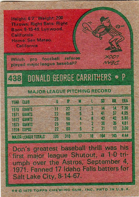 1975 Topps (it's far out, man): #438 - Don Carrithers