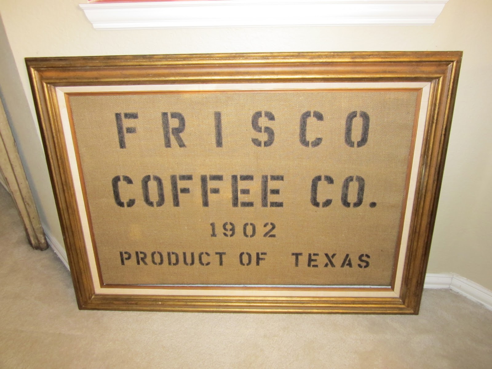 Creating Your Own Framed Burlap Frisco Coffee Company Bag - Tutorial