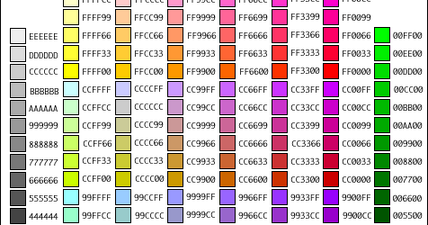FER_SOBRE: PALETA DE COLORES DE HTML