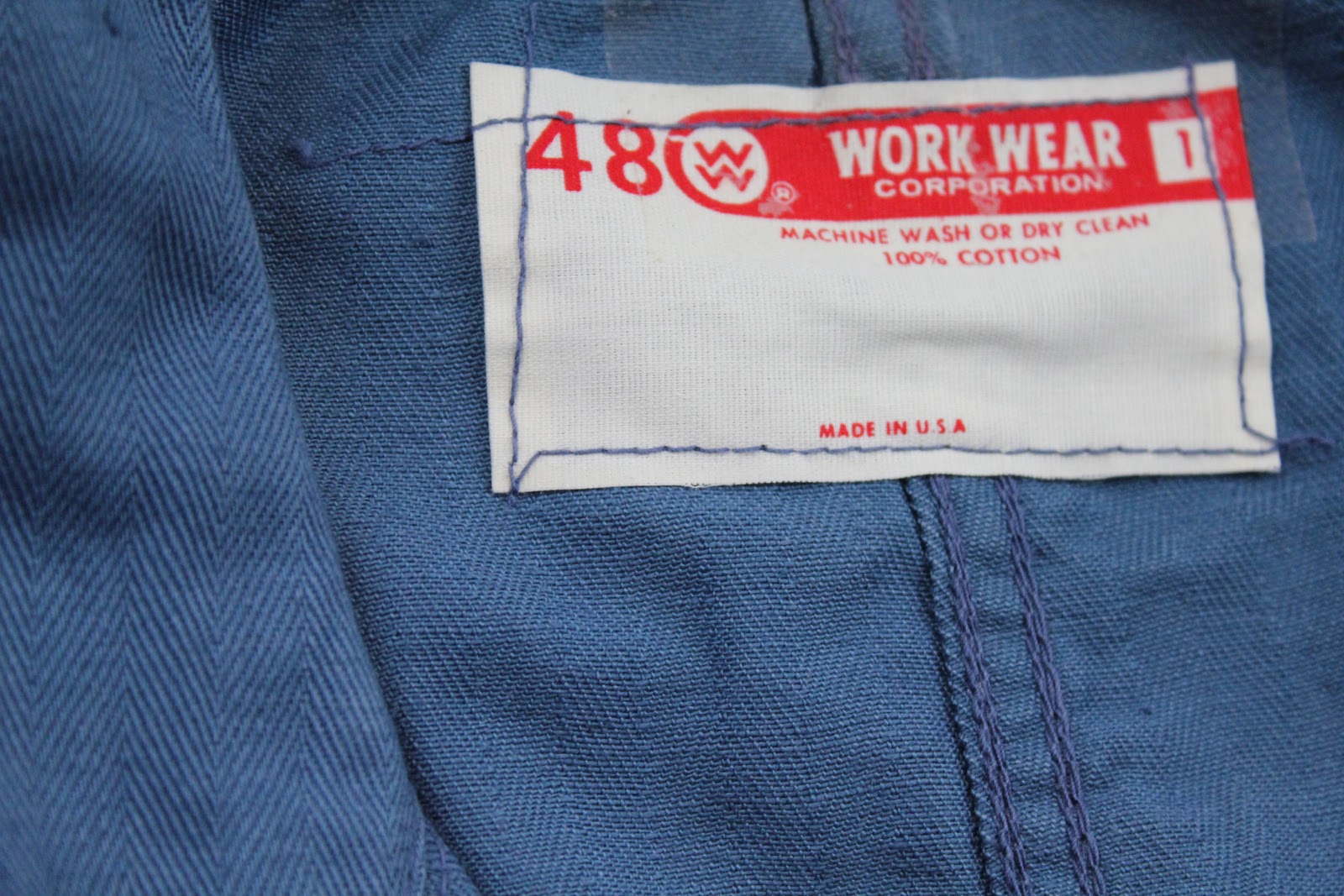 vintage workwear: WORK WEAR CORP. Blue HBT Coveralls