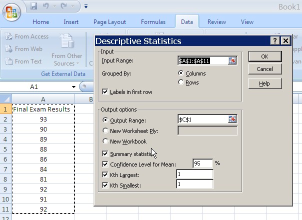 How To Perform Descriptive Statistics Using MS Excel Grad School Jungle How To Perform Descriptive Statistics Using MS Excel Grad School Jungle