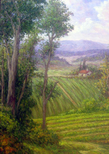 Red Baiduri: Landscape Painting by BELA BODO