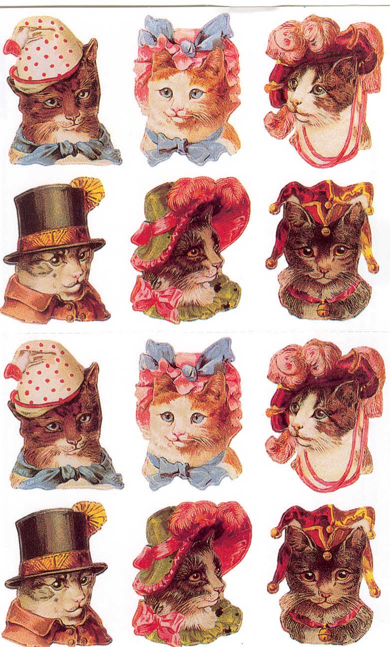 Vintage Victorian Cats Collage Sheet #102 | картинки для декупажа ...