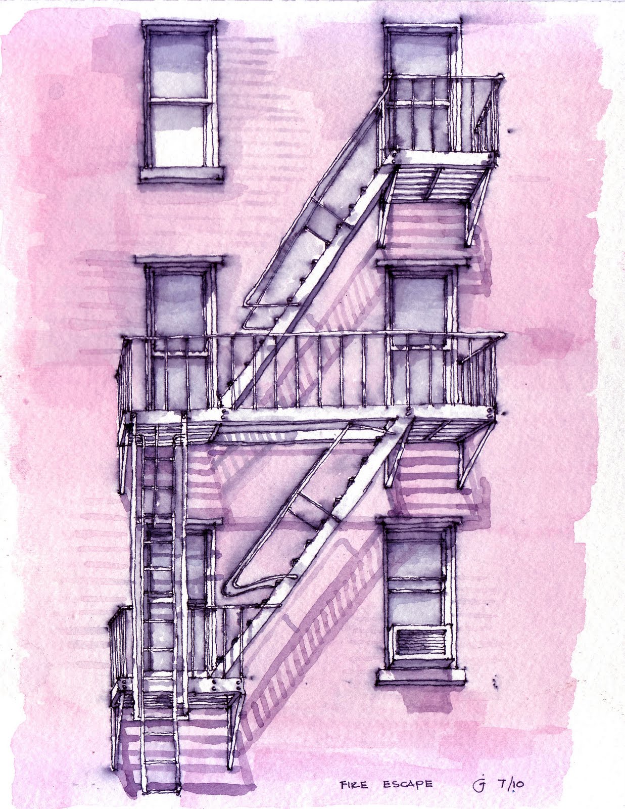 Park Slope Sketch: A Fire Escape