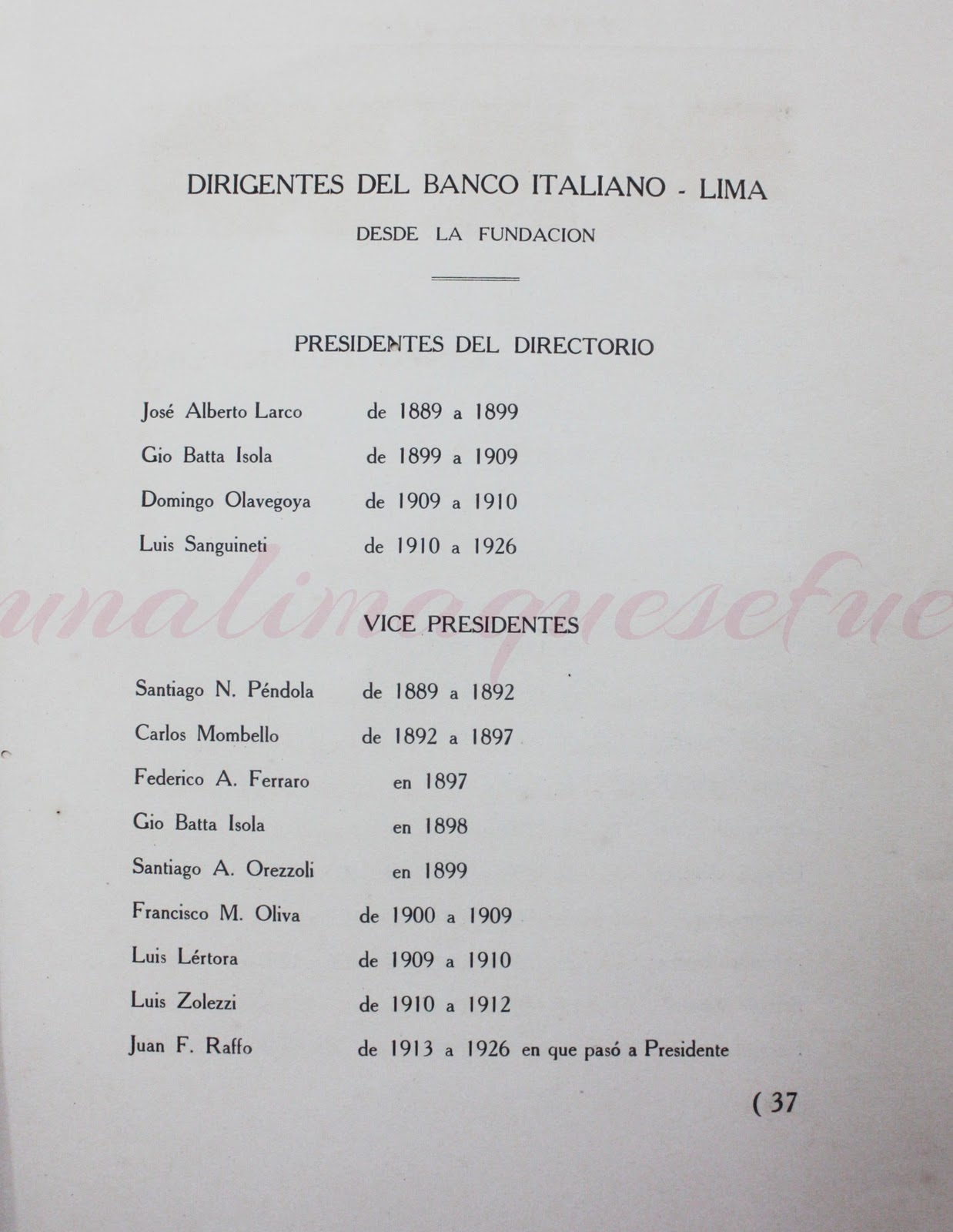 Una Lima Que Se Fue ...: Banco Italiano 50 Años - 1889 - 1939