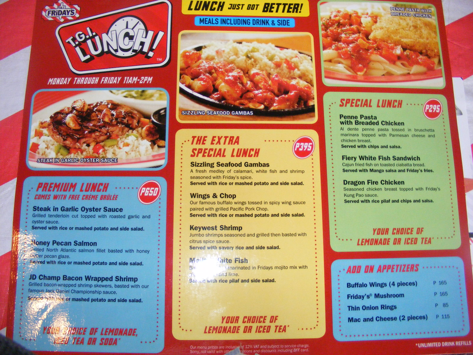 tgi friday's lunch menu