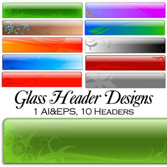 Vector Images: Fancy Vector Glass Header Designs