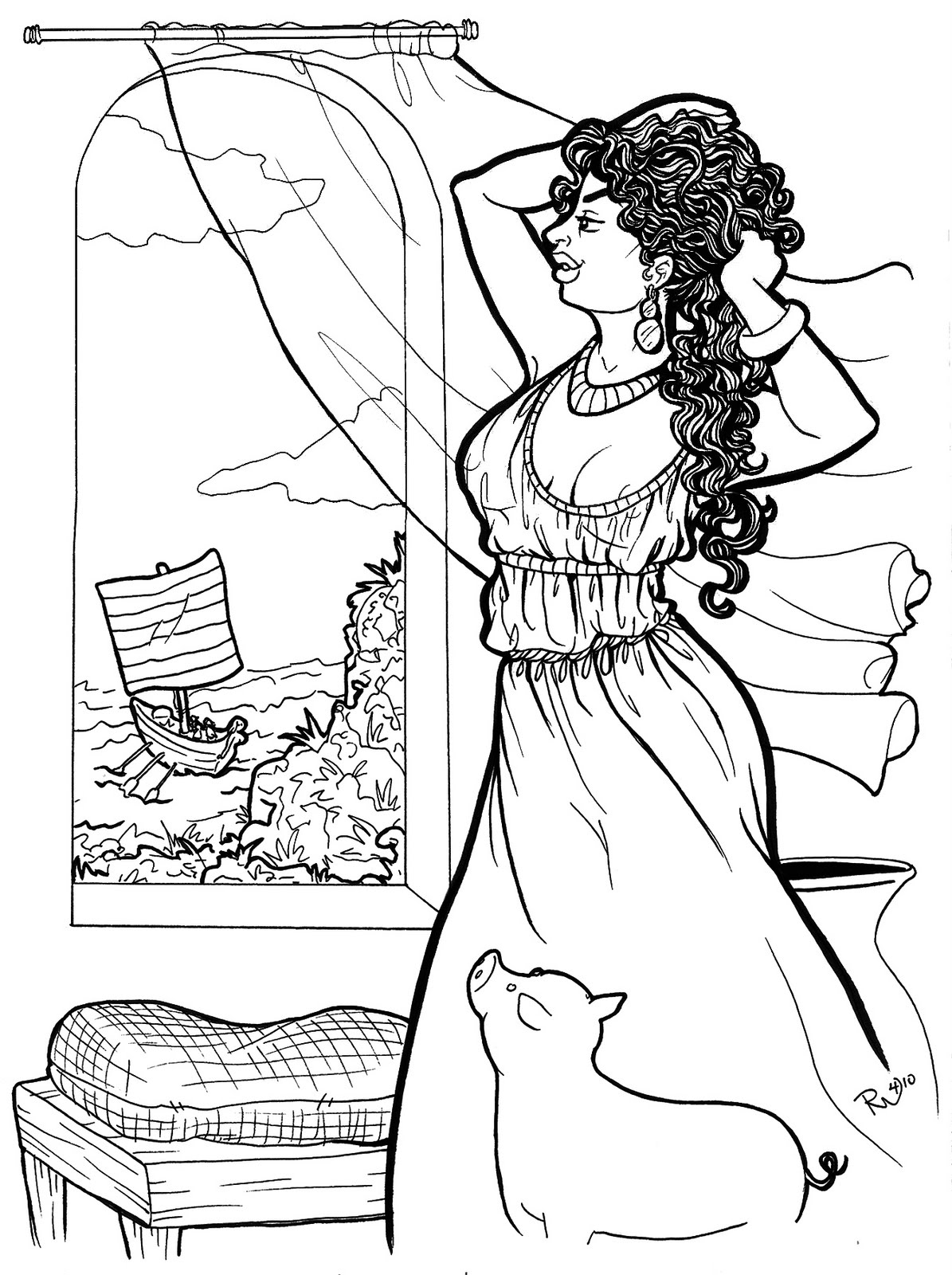 Circe Coloring Odisea Para Colorear Dibujo Pages Morning Odyssey La ...