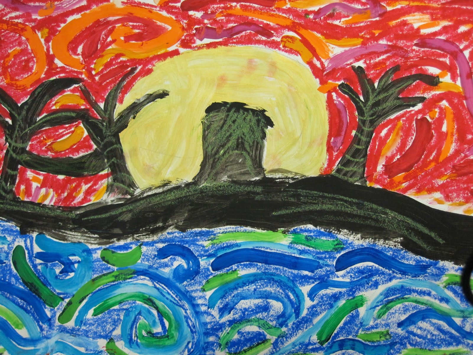 Think Create Art: Warm and Cool Color Beach Landscape Paintings