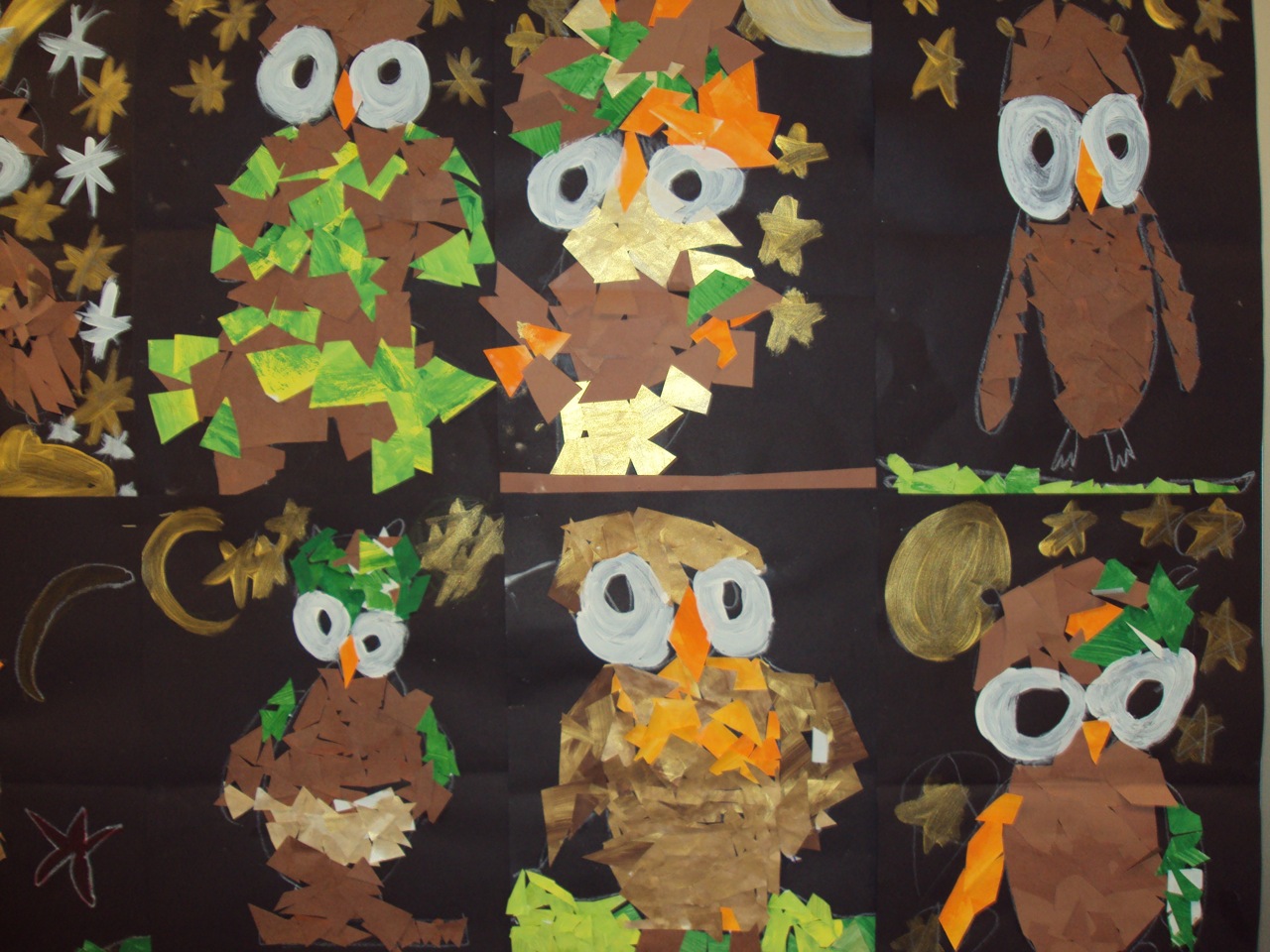 Think Create Art: Painted Collage Owls- 1st Grade