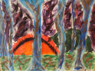 Think Create Art: Fall Scenes in Abstract Style- 6th Grade