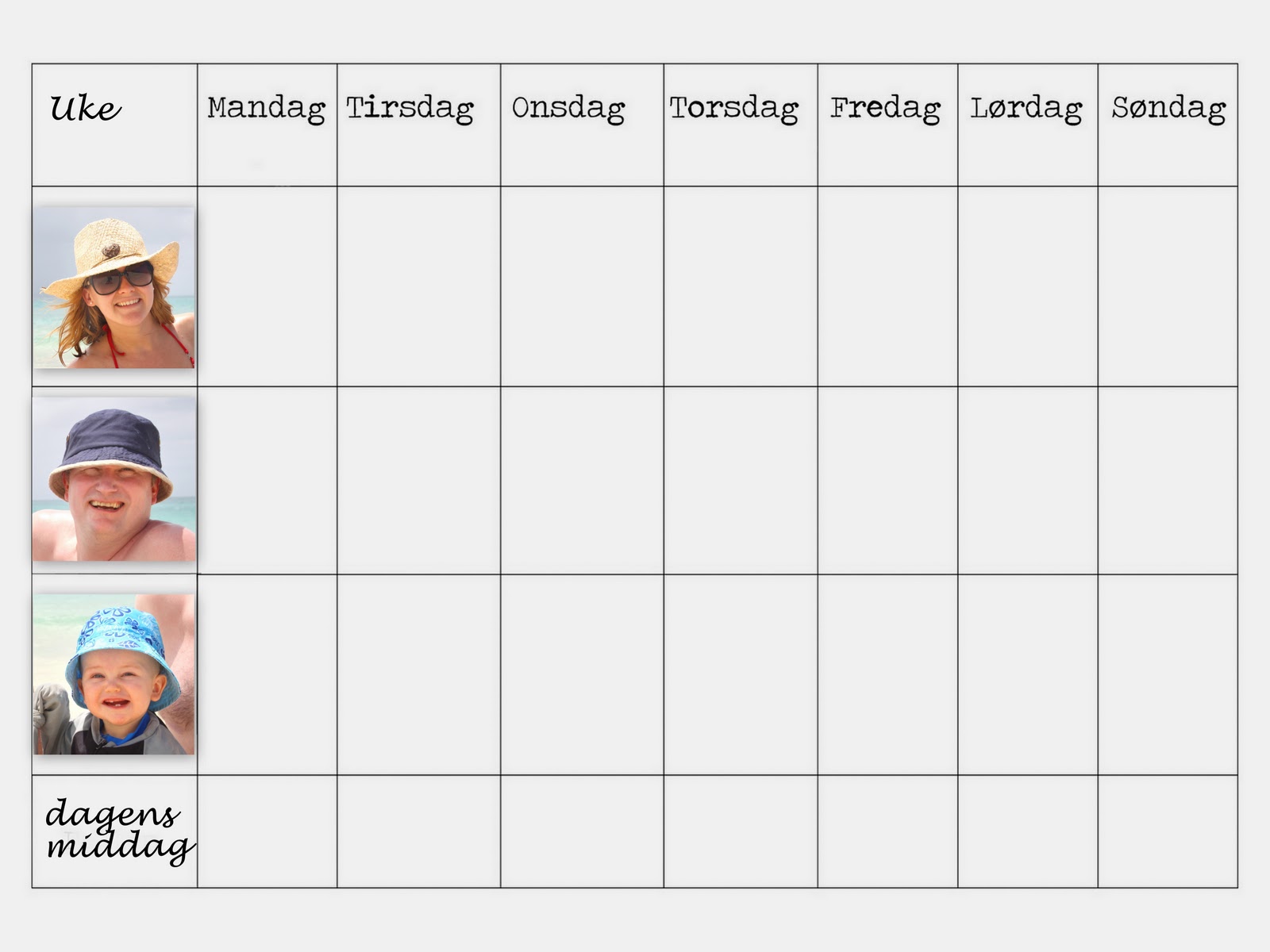 mona sin mammablogg: Ukeplan