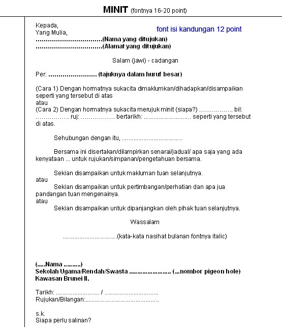 PPID BRUNEI II: Contoh MINIT