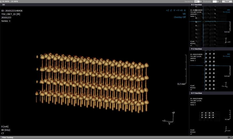 SEC - X-ray Inspection System: TSV Stack 3D CT Image - 8um dia. TSV