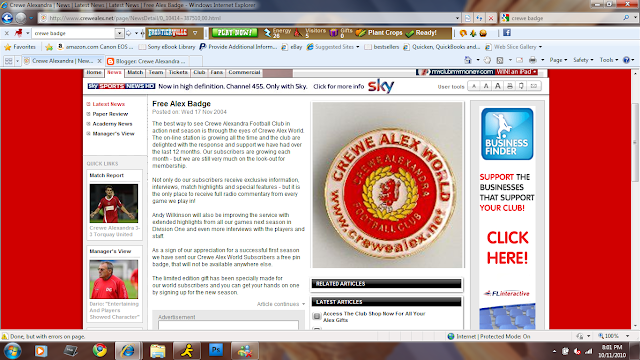 Crewe Alexandra Football Club pin badges: Crewe Alex World Badge