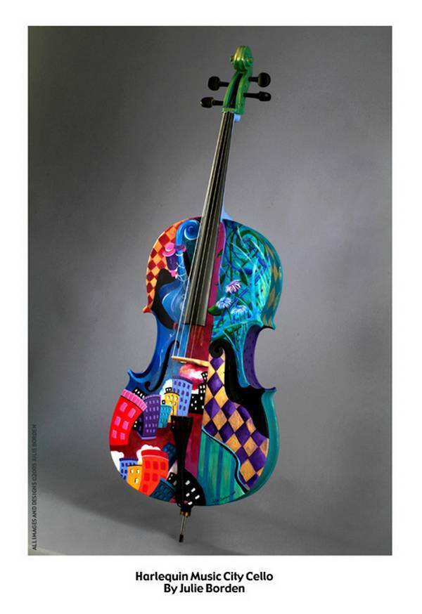 Fun Panorama: Colorfully Painted Violins