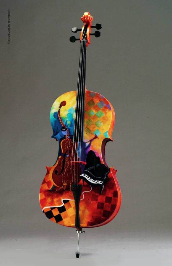 Fun Panorama: Colorfully Painted Violins