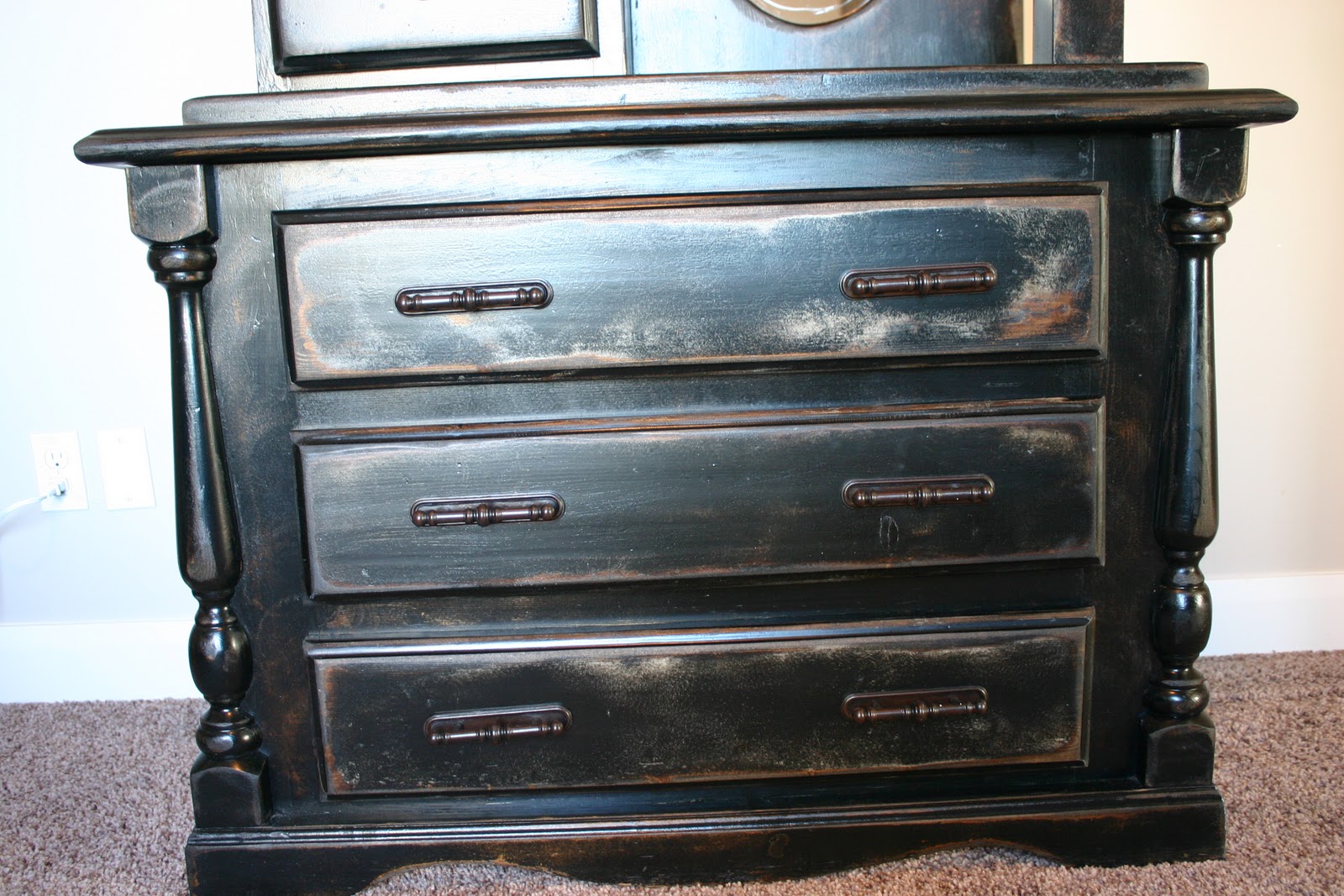 Doubletake Decor: Black chunky wood dresser