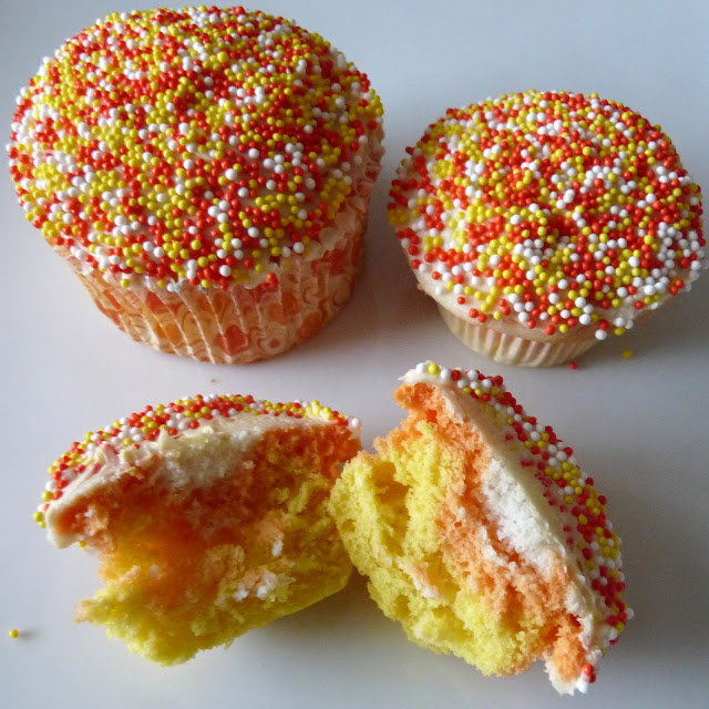 candy corn layered cupcakes