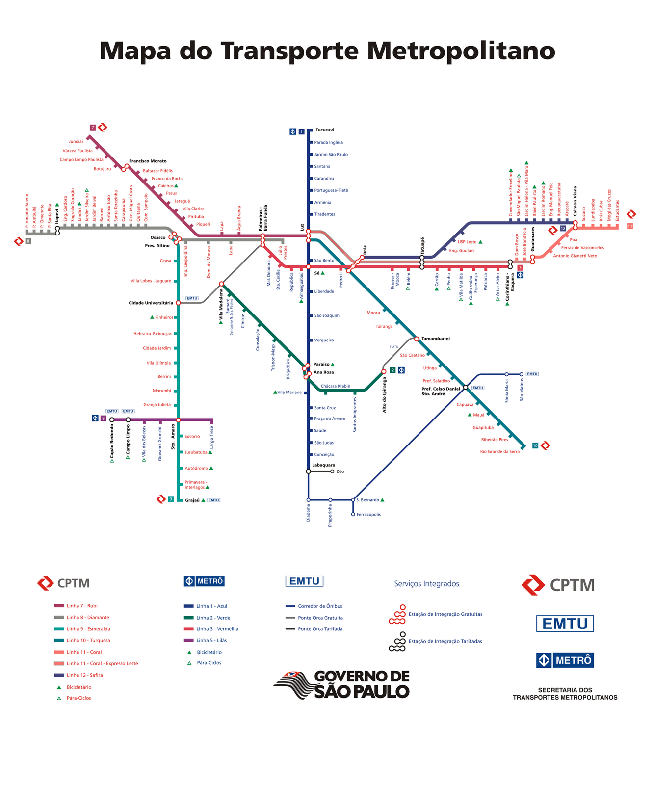 Mapa Do Transporte Metropolitano De São Paulo - LIBRAIN