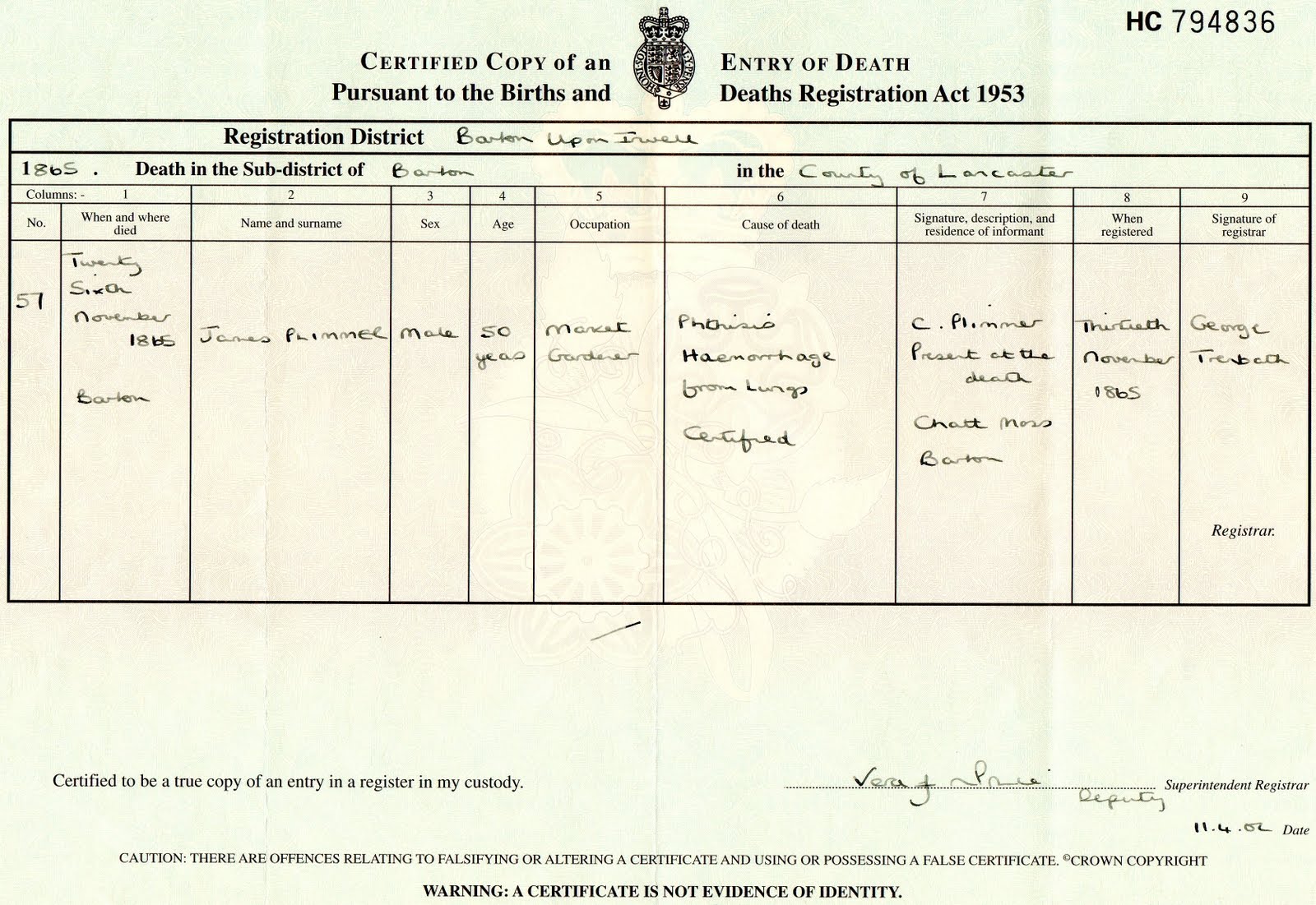 PLIMMER Pastures: PLIMMER events (pre 1901, post 1837)