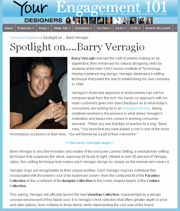 Spotlight on…Barry Verragio by Engagement 101 – The Verragio Jewelry Blog