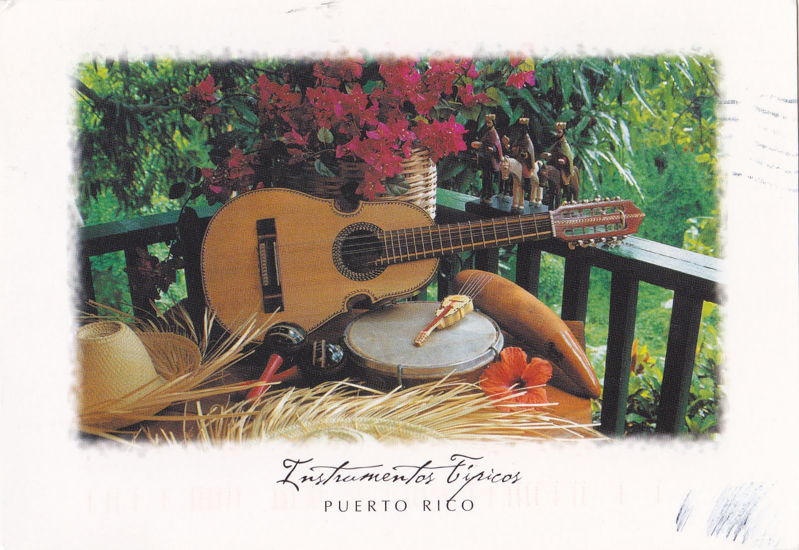 Postcard Journey Around The World: Typical instruments Puerto Rico