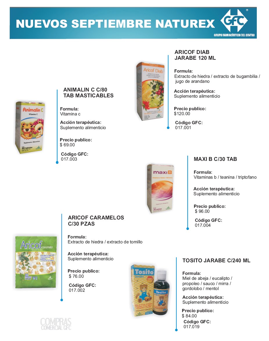 GRUPO FARMACEUTICO DEL CENTRO "COMERCIAL GFC": NUEVOS NATUREX