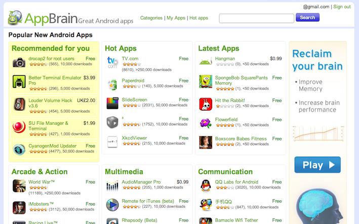 Blogao Mobile: AppBrain - Site com recursos de busca e sincronização de ...