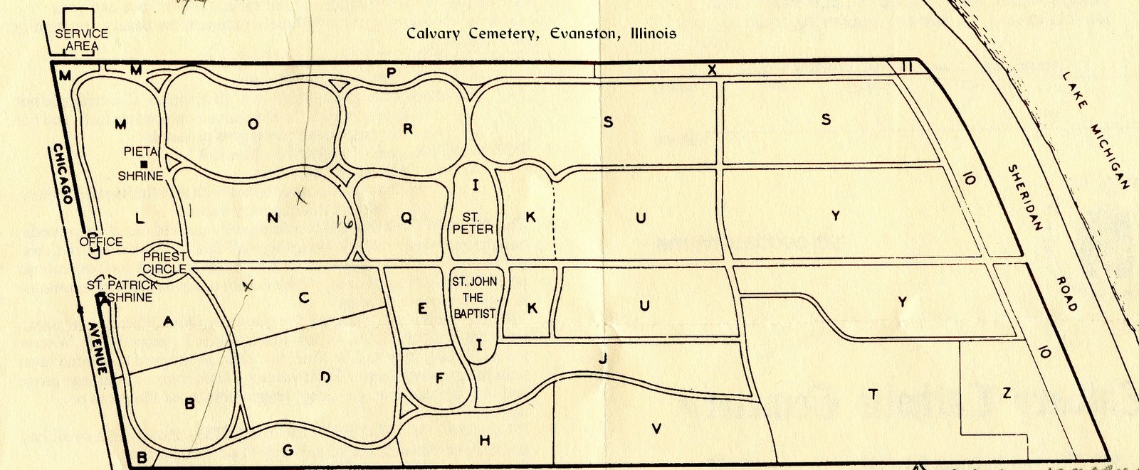 Connor/Colfer Genealogy: Calvary Cemetery Map, Evanston, Illinois