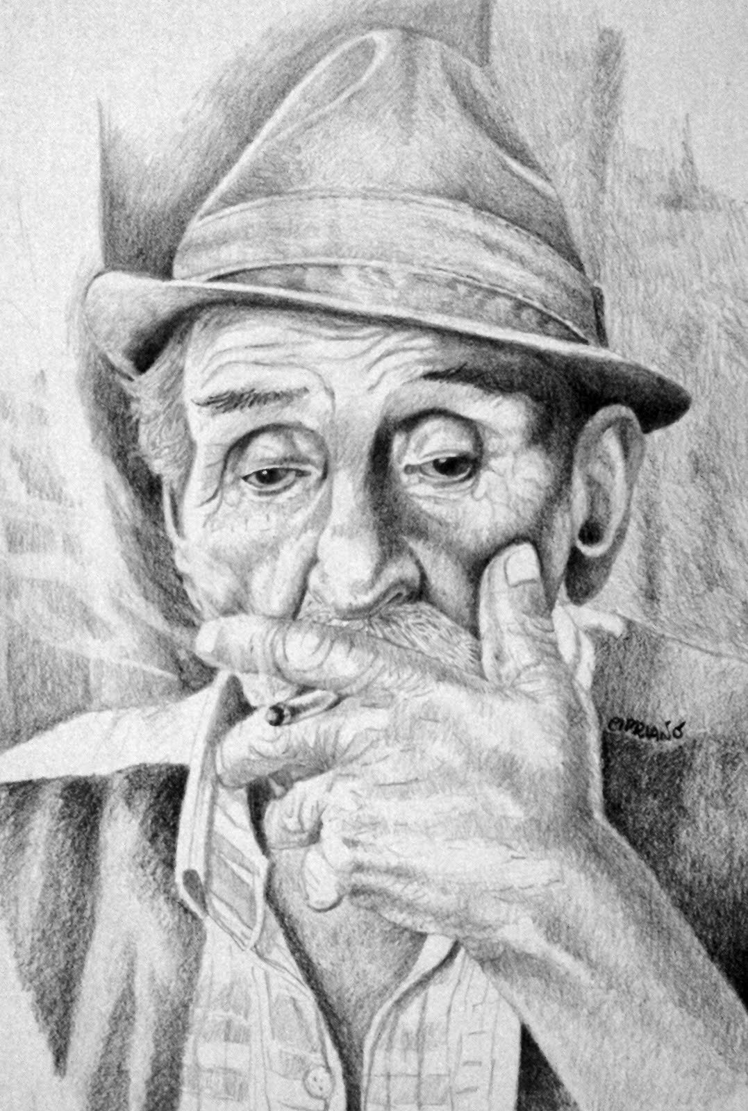 DISEGNI E RITRATTI DI GIUSEPPE CIPRIANO : Vecchio contadino (matita su ...