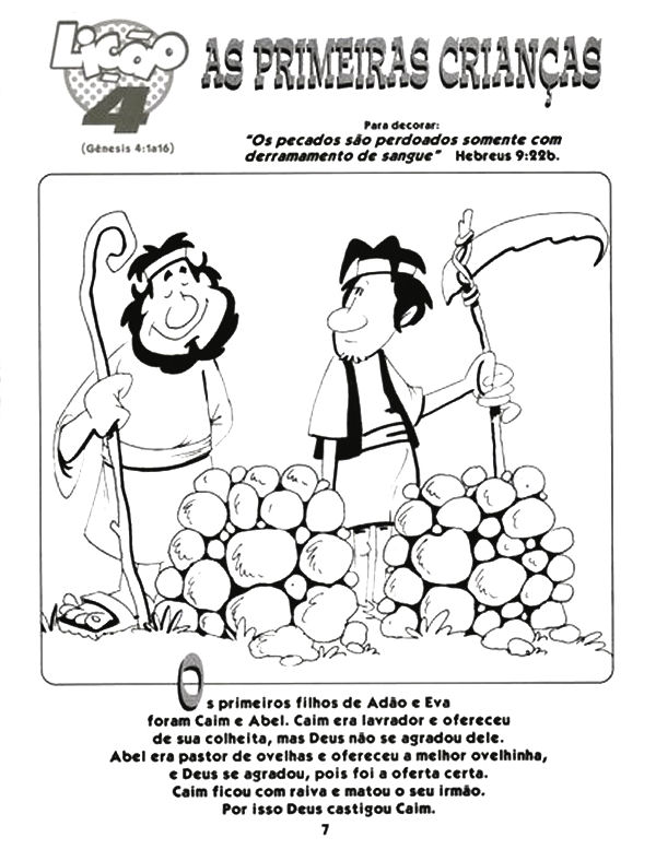 Bíblia e a Ciência: Desenhos para colorir - Caim e Abel