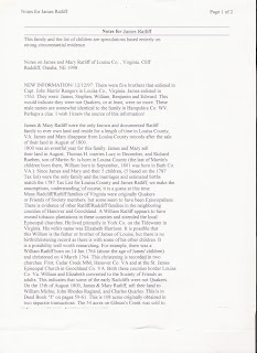 Radcliff Family Tree: Info for James Ratliff and Mary Ratliff