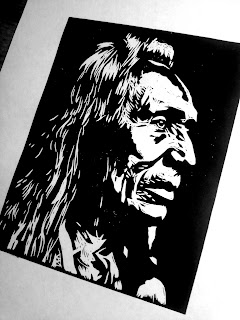 Jeffreys Art Studio: Native American Linocut relief print