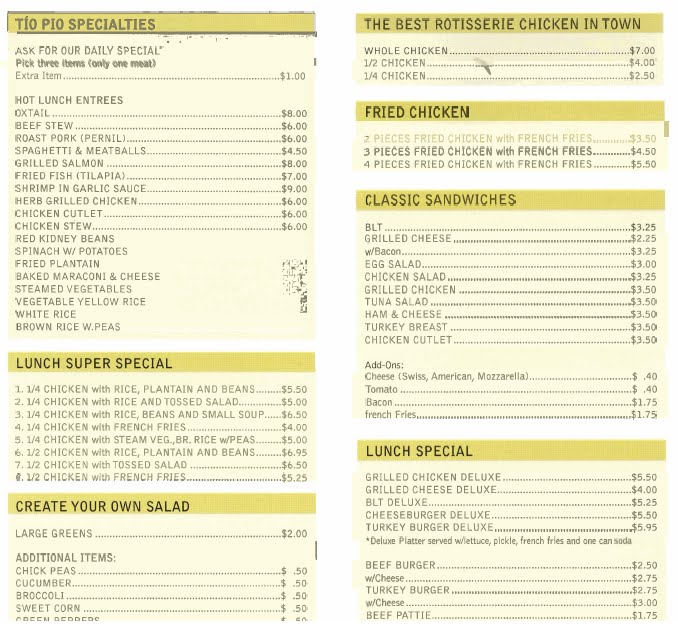 mcbrooklyn: Tio Pio Menu: "Cheap and Delicious" in Downtown Brooklyn