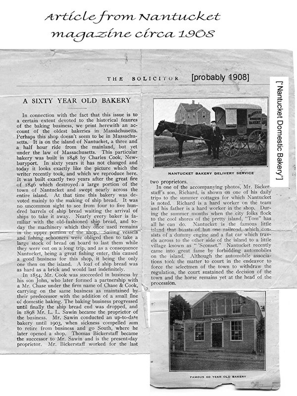 BICKERSTAFFS - England to New England: Thomas Bickerstaff's Bakery in ...