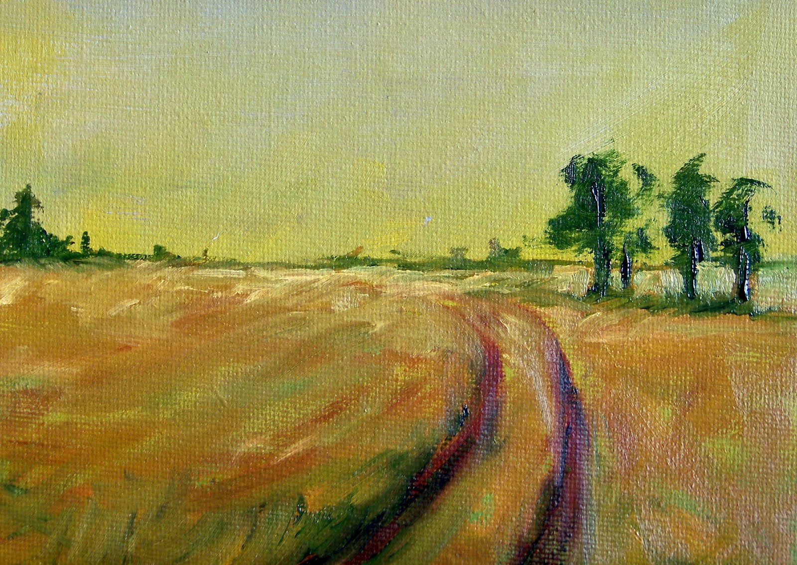 Painting Small Impressions: Country Road Original Landscape Oil Painting